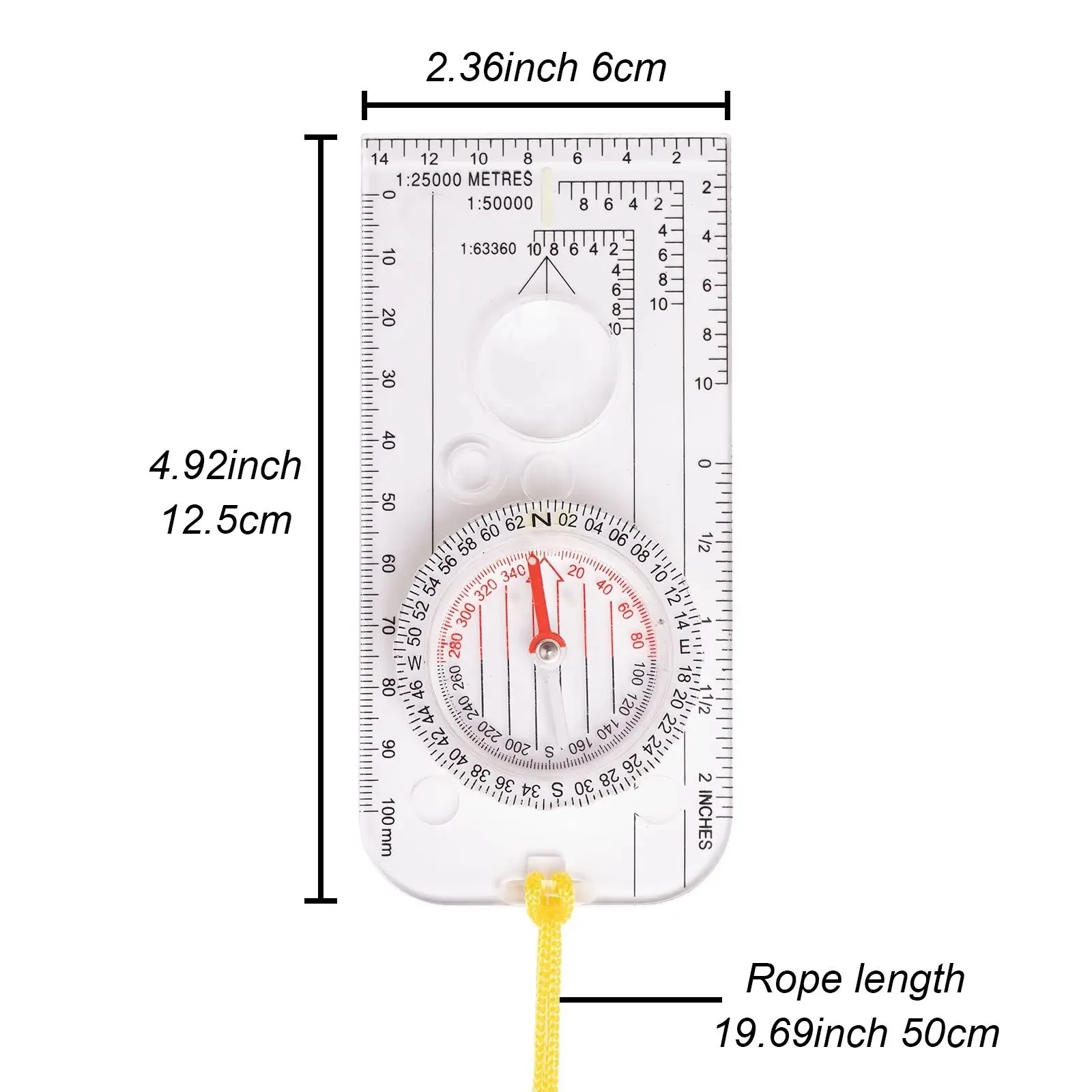 High Quality Acrylic Compass Map Scale Ruler Luminous Folding Glow ...