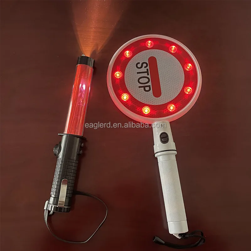 Handheld LED Traffic Warning Sign - Portable & Reflective