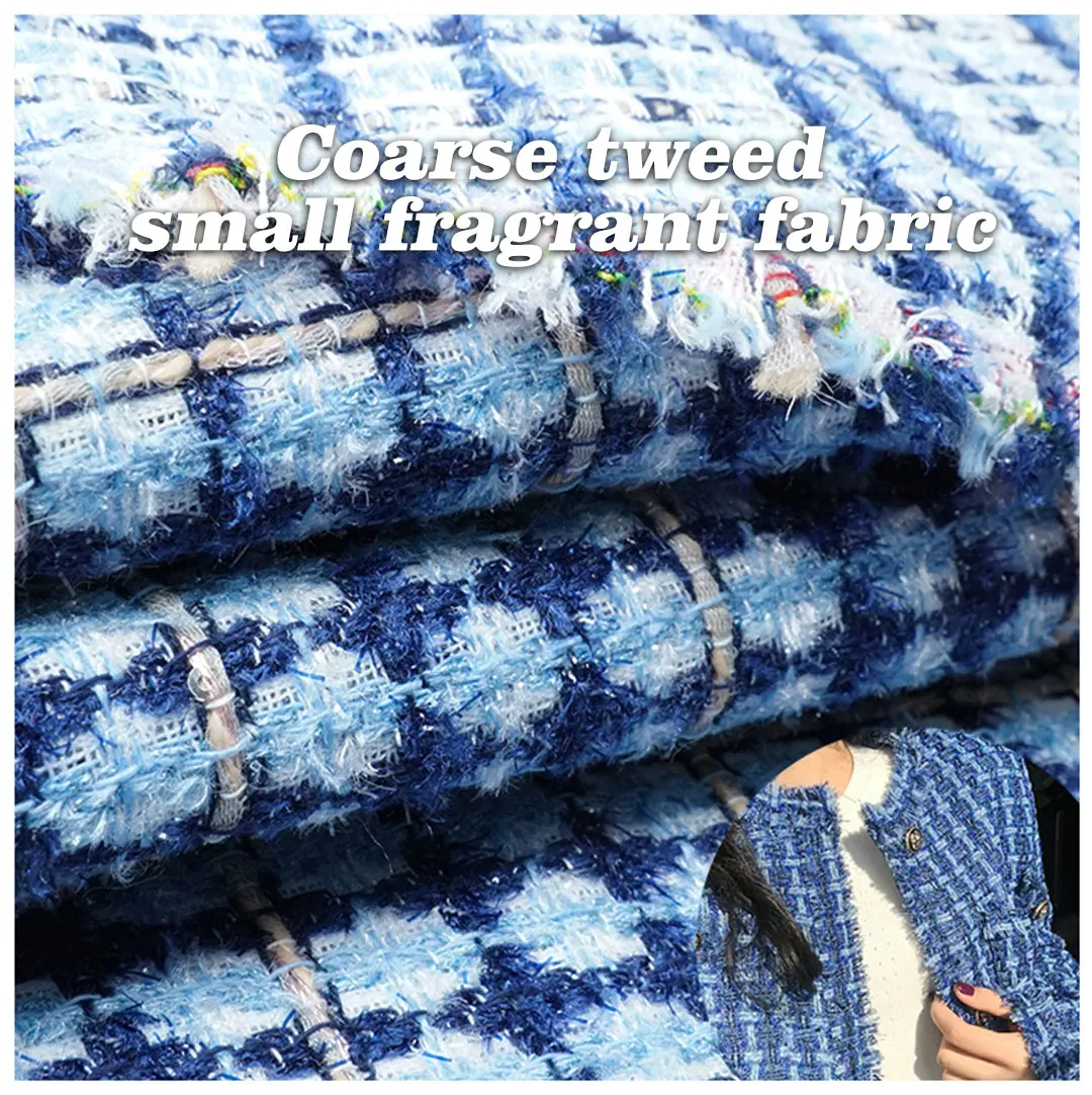 High Quality Twill Tweed Fabric Women Garment Polyester Woven Tweed ...