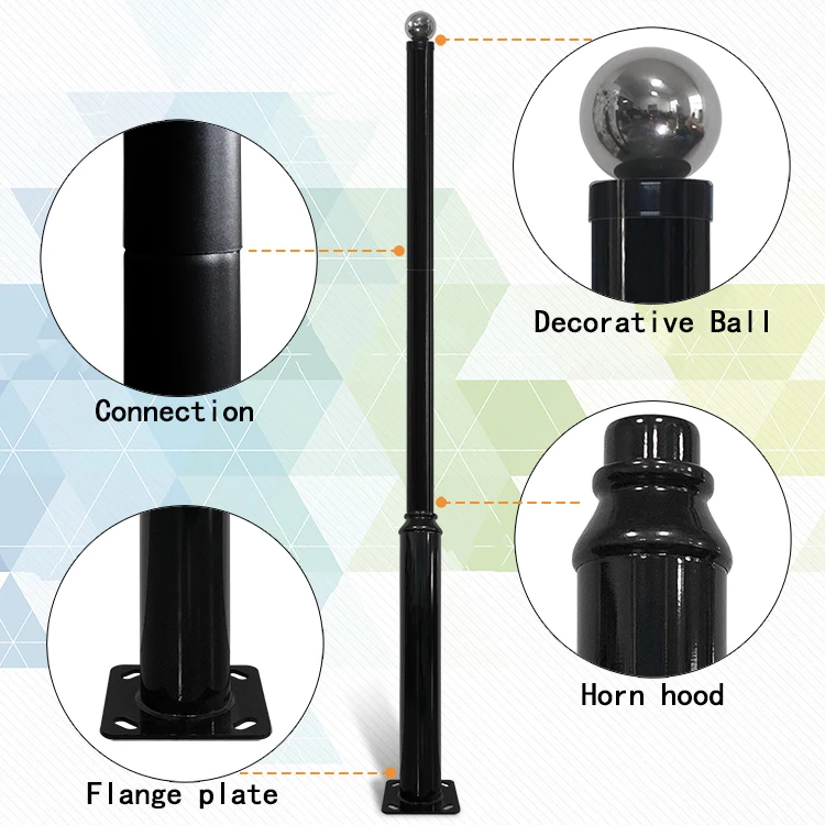 10ft Split Combination Black Aluminum Street Light Pole - Oem