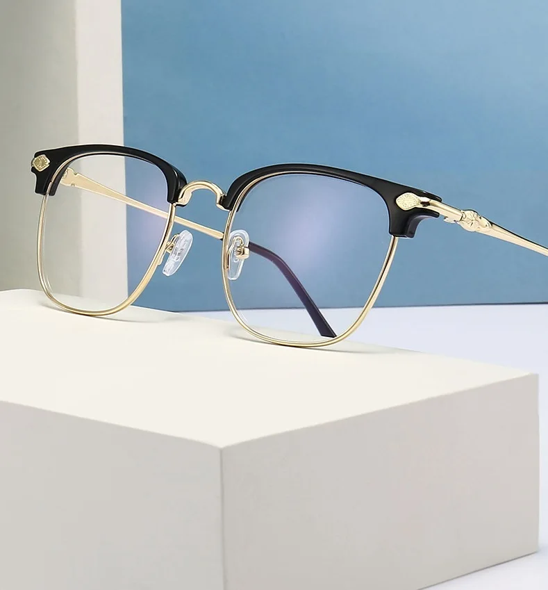 Hot Sell High Quality Half Frame Optical Frame Anti Blue Light Glasses ...