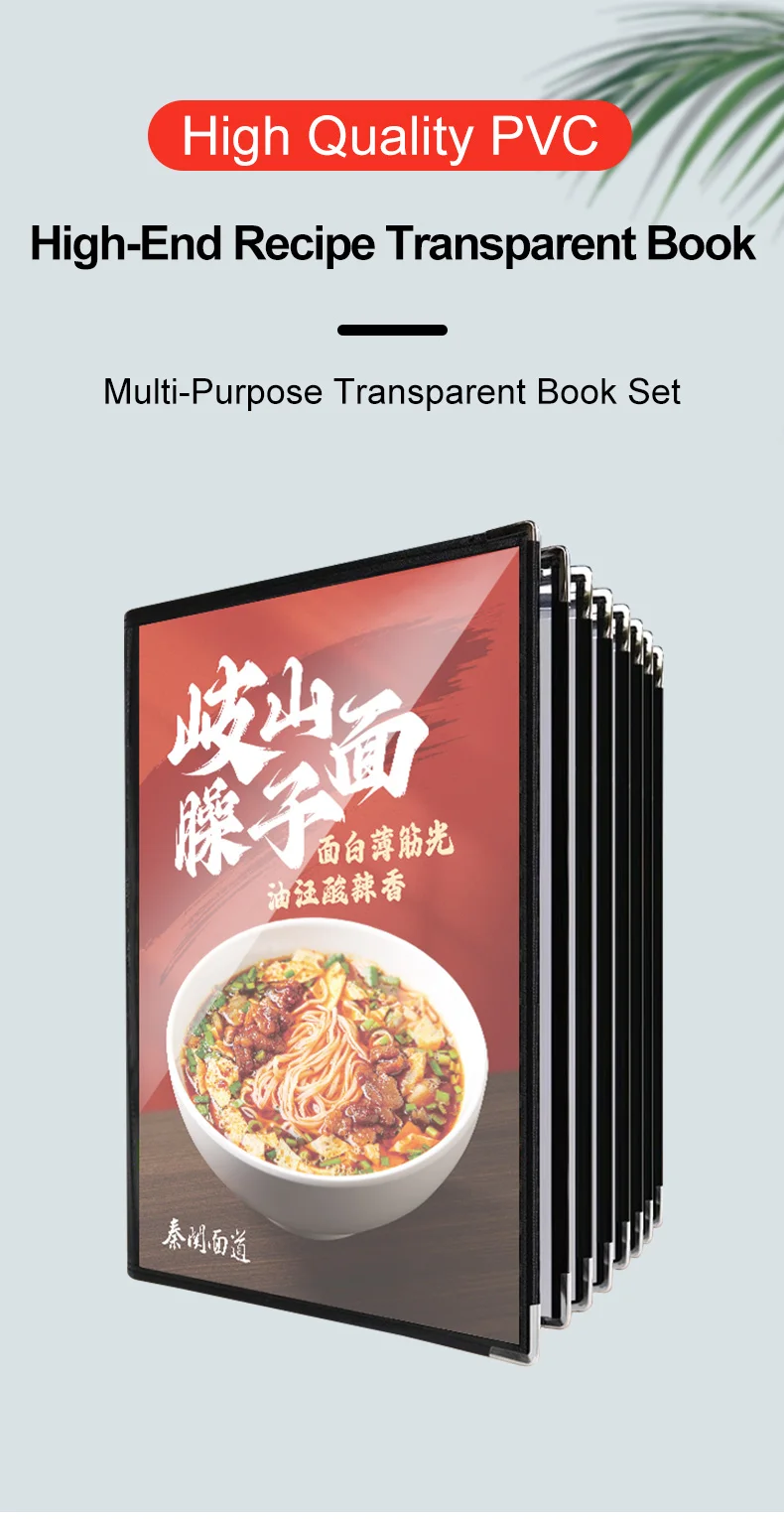 Custom Size PVC Leather Transparent Menu Covers Clear Double View Menu ...