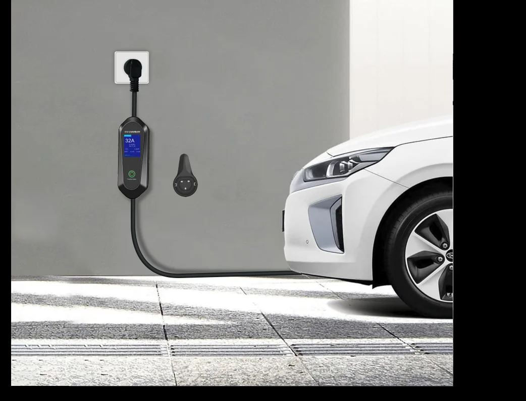 Type 2 Multi-plugs Portable EV Charger, 7KW EV Charger Station with 10A ...