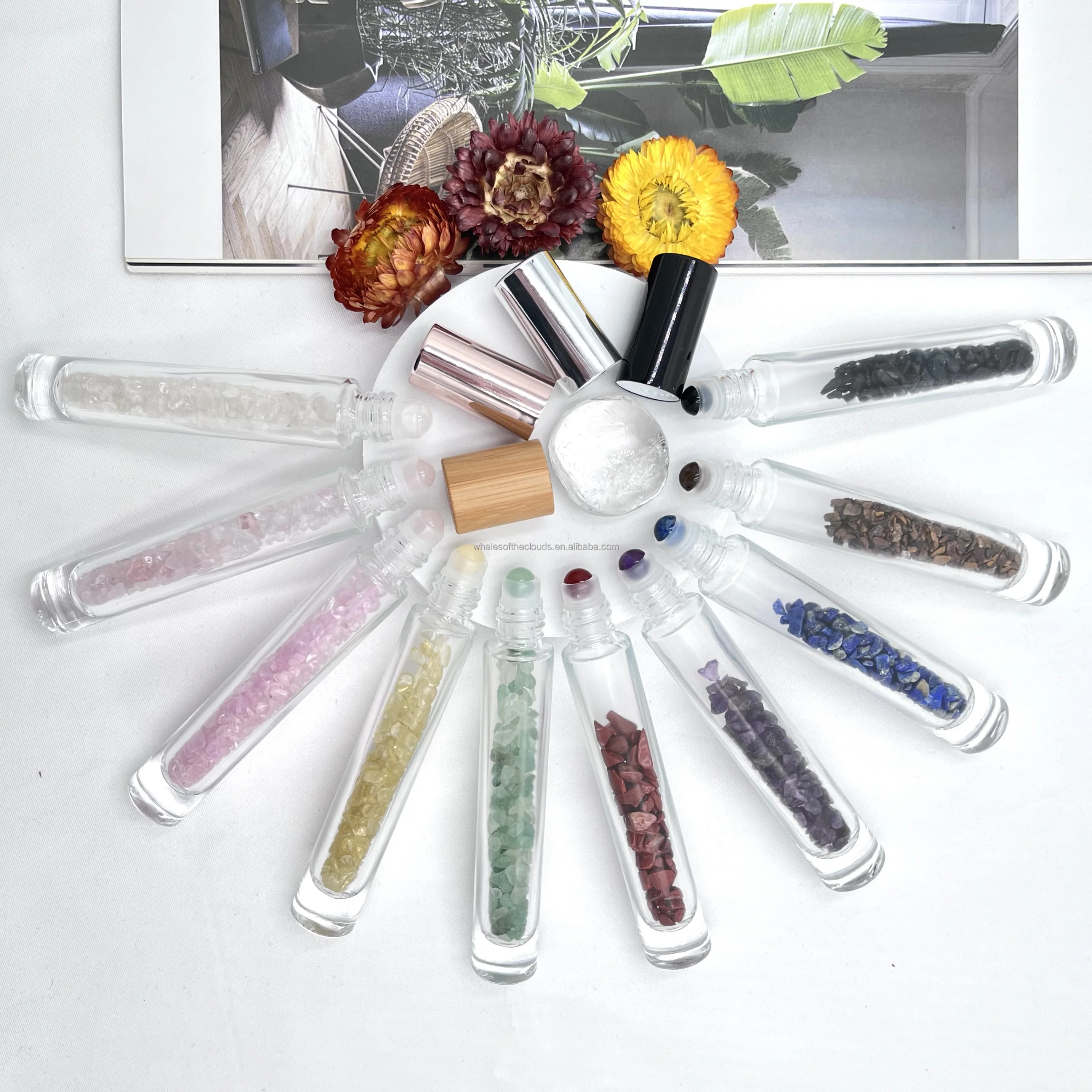 10ml Crystal Gemstone Perfume Bottle Healing Crystal Essential Oil Bottle Gemstone Roller Bottle ...