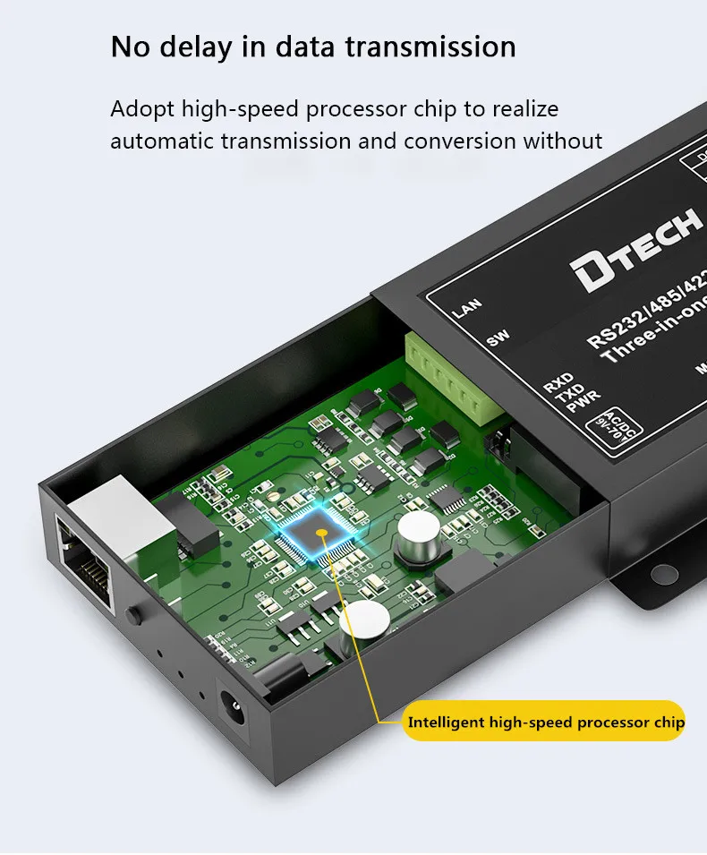 Dtech High Speed Industrial Switch Media Converter Tcp Ip To Rs232 Rs422 Rs485 Three-in-one ...