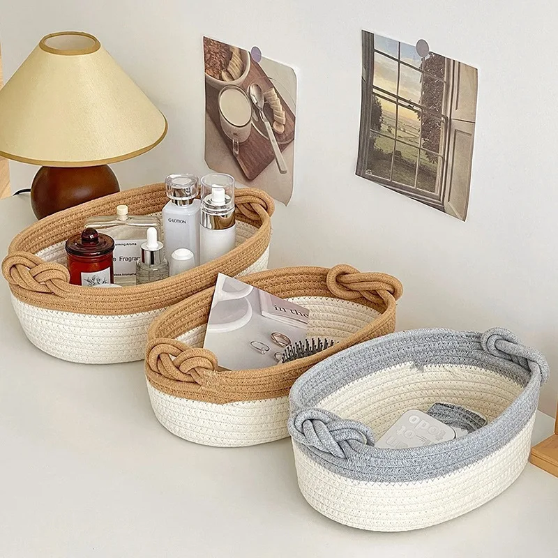 Factory Wholesale Collapsible Storage Baskets Woven Cotton Rope Storage ...