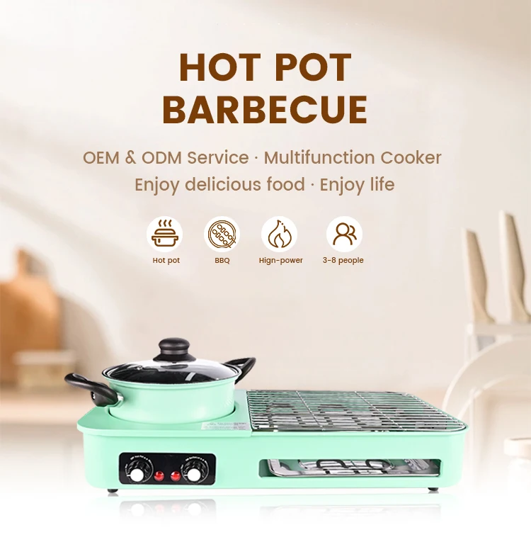 Small Portable Electric Barbecue Grill 2200w Hot Pot Smokeless Electric ...