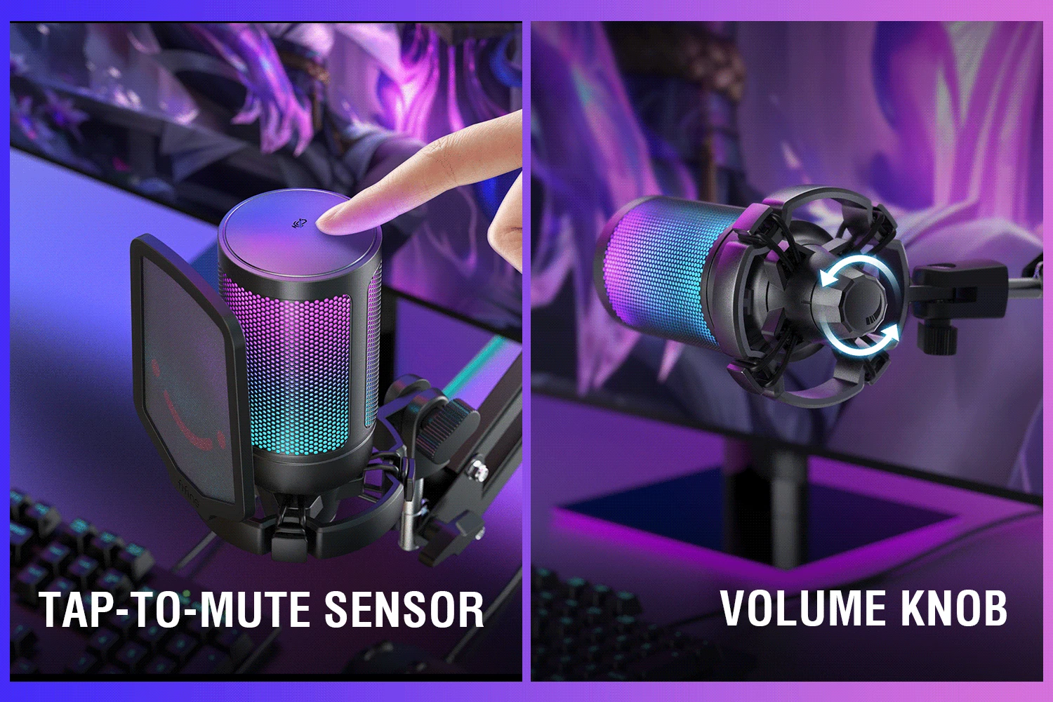 Fifine A6T RGB USB Podcasting Gaming Condenser Microphone