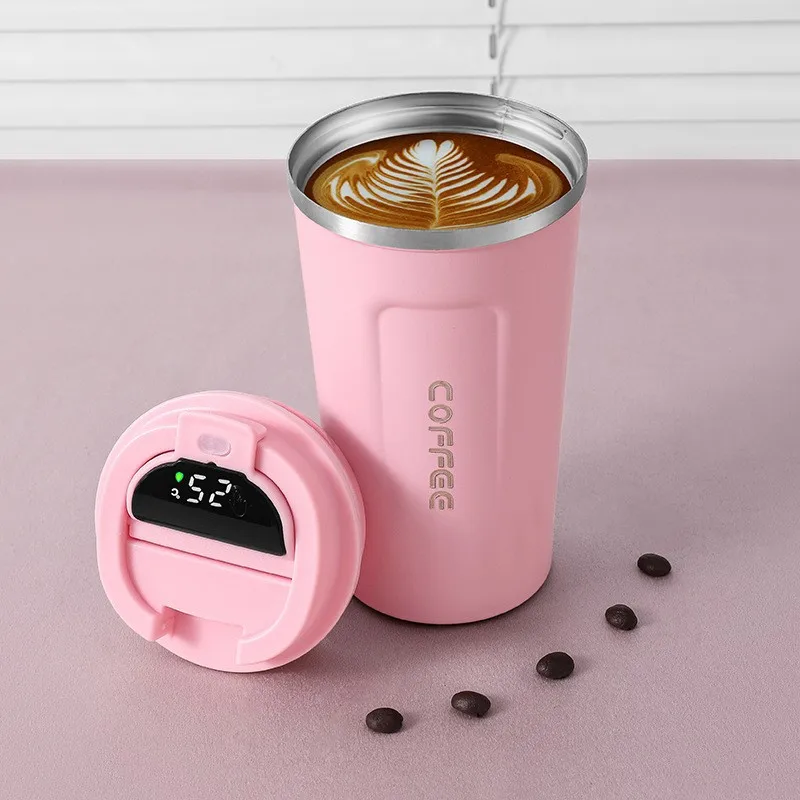 Custom Logo 380ml Smart Led Temperature Display Stainless Steel Wireless Heated Vacuum Coffee ...