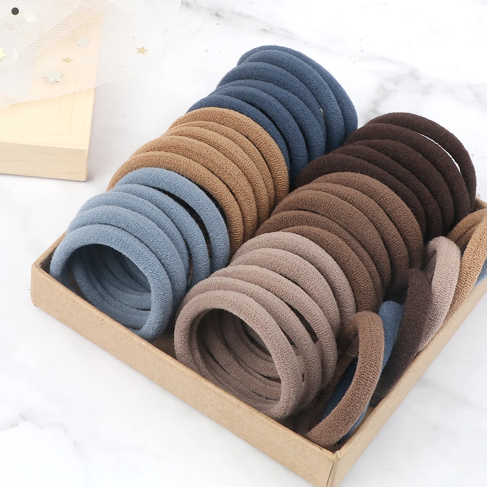 50pcs/set Women Girls Basic Hair Bands 4cm Simple Solid Colors Elastic ...