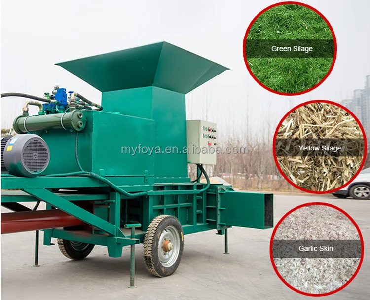Horizontal Hydraulic Wood Sawdust Shaving Rice Husk Bagging Baler ...