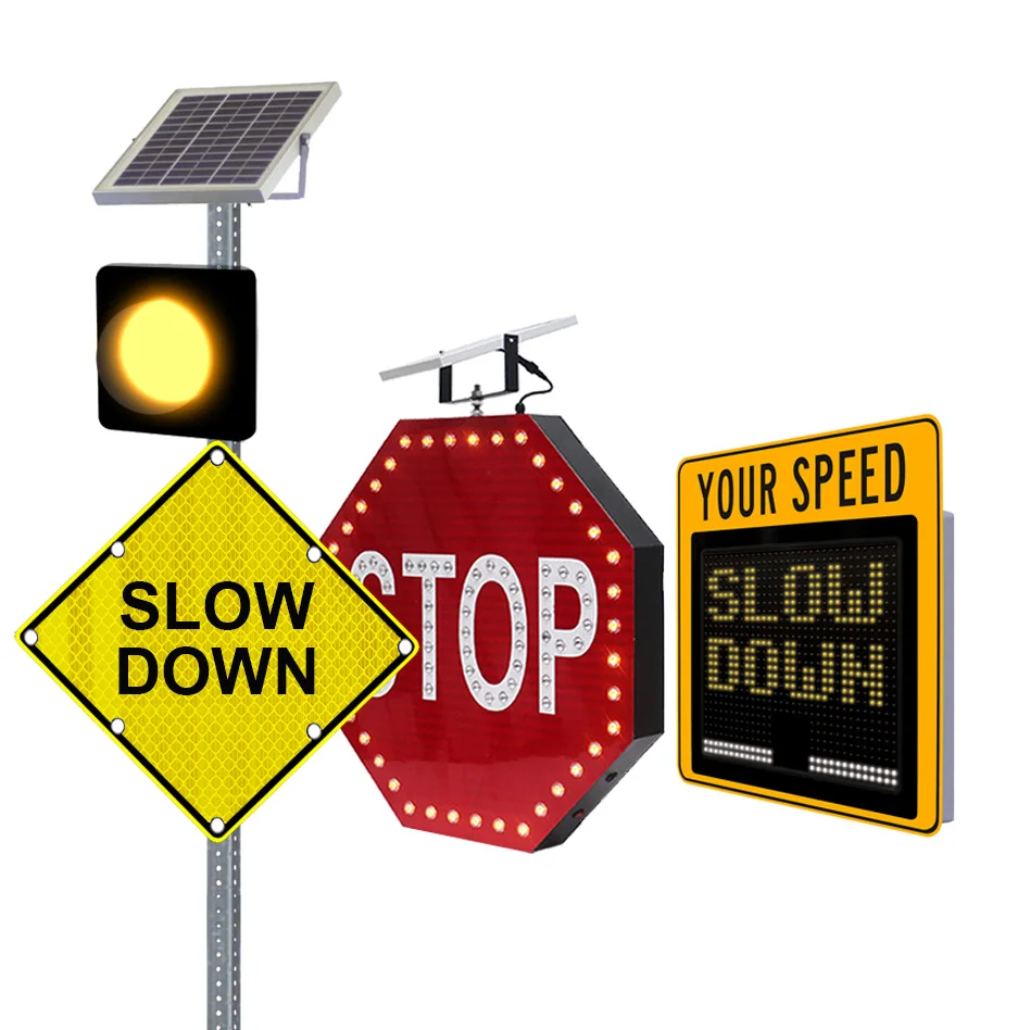 Illuminated Bright 30" Solar Stop Signs for Road Safety
