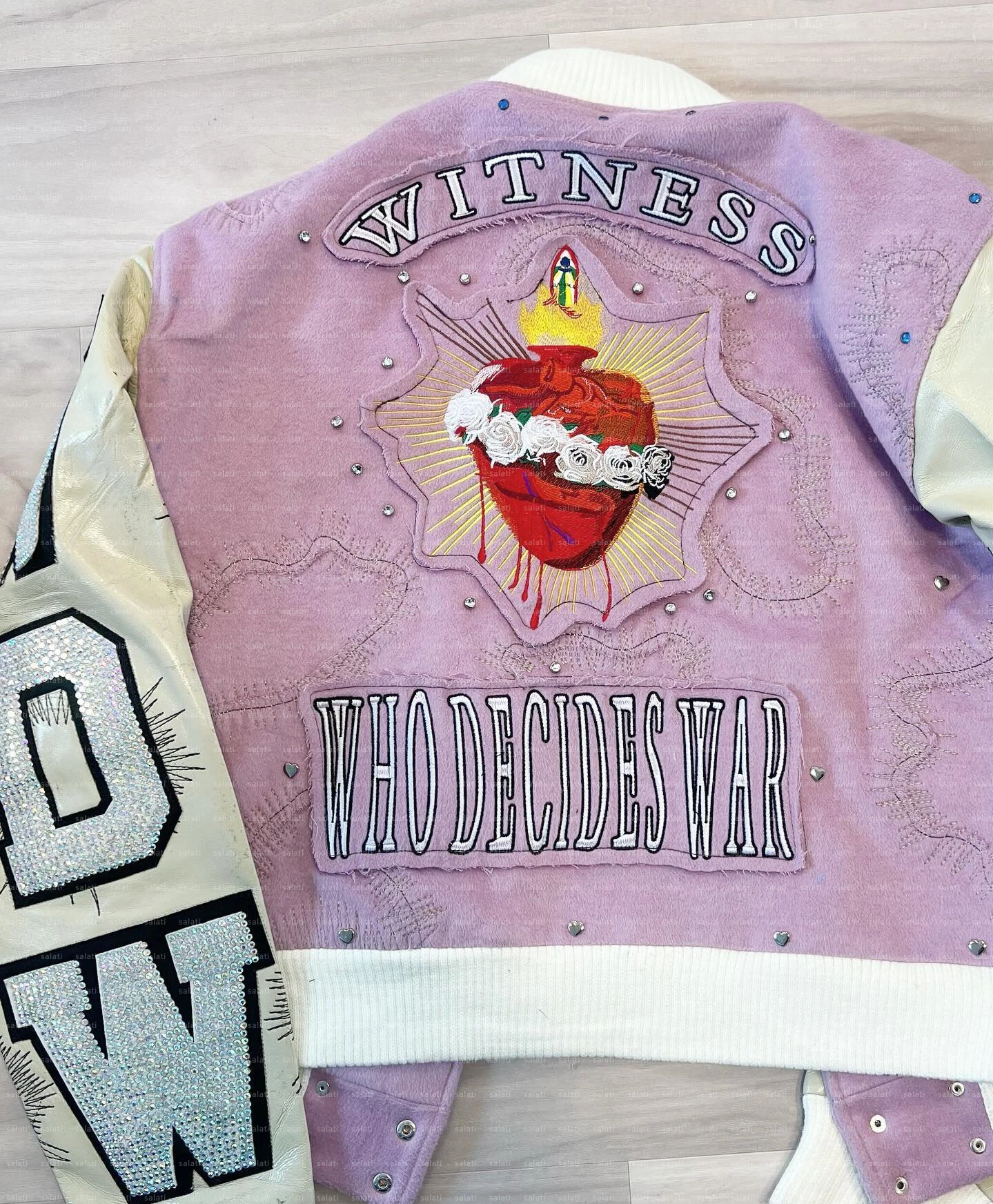 Custom Patchwork Leather Jacket Rhinestone Embroidery Patches Vintage ...