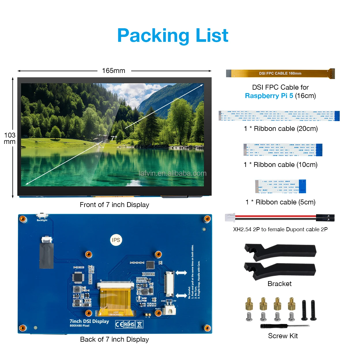 7 Inch Raspberry Pi Monitor Touchscreen - 800x480 DSI IPS Display