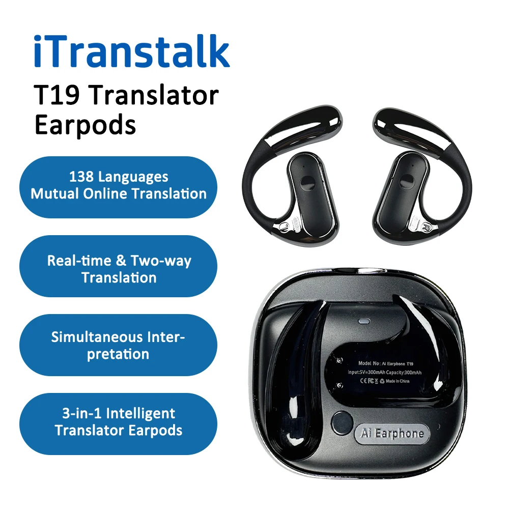 Itranstalk Multilingual AI Voice Wireless Translation Headset