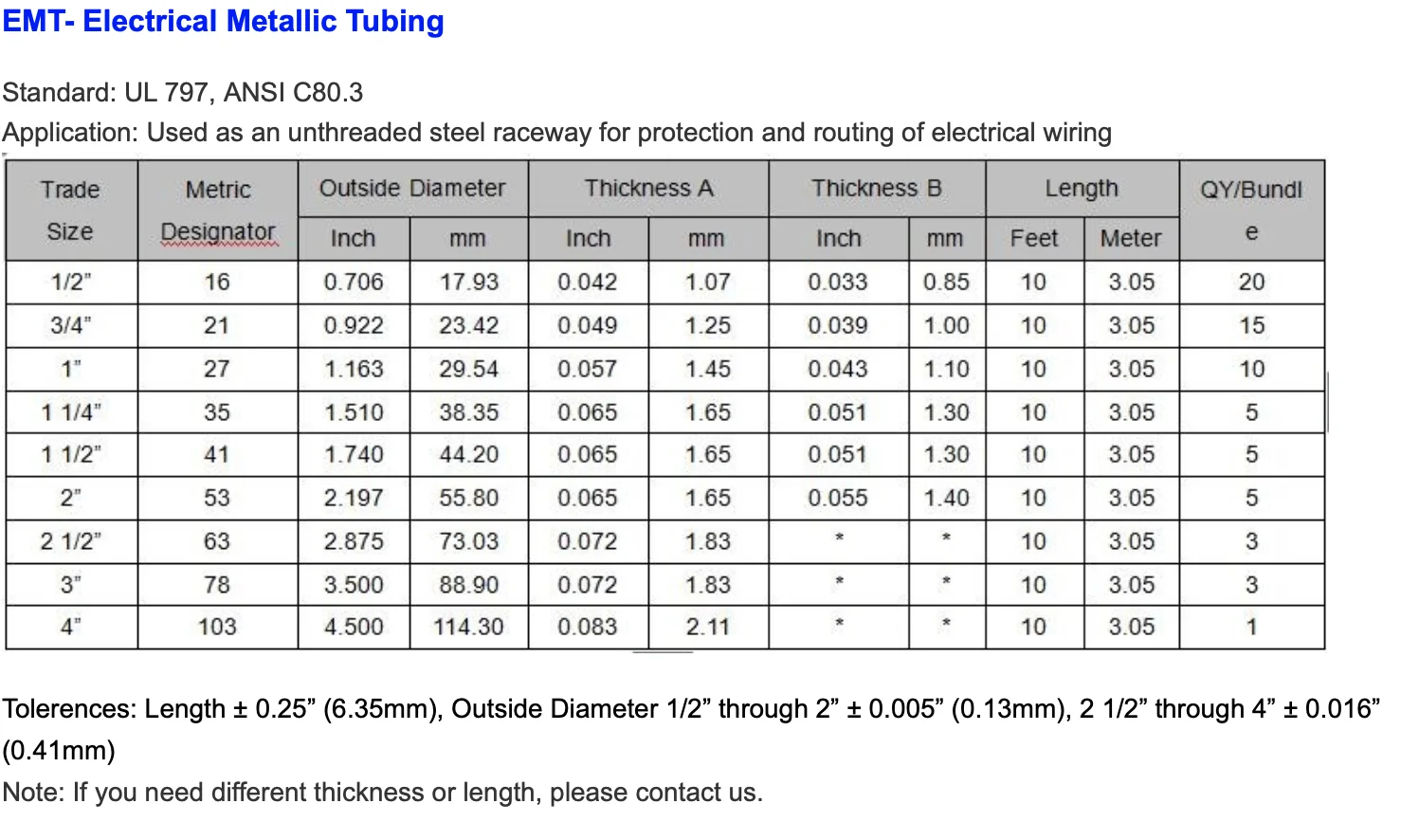3/4 Inch Emt Conduit Ul 797 - Buy Electrical Metallic Tubing Ul 797 Usa ...