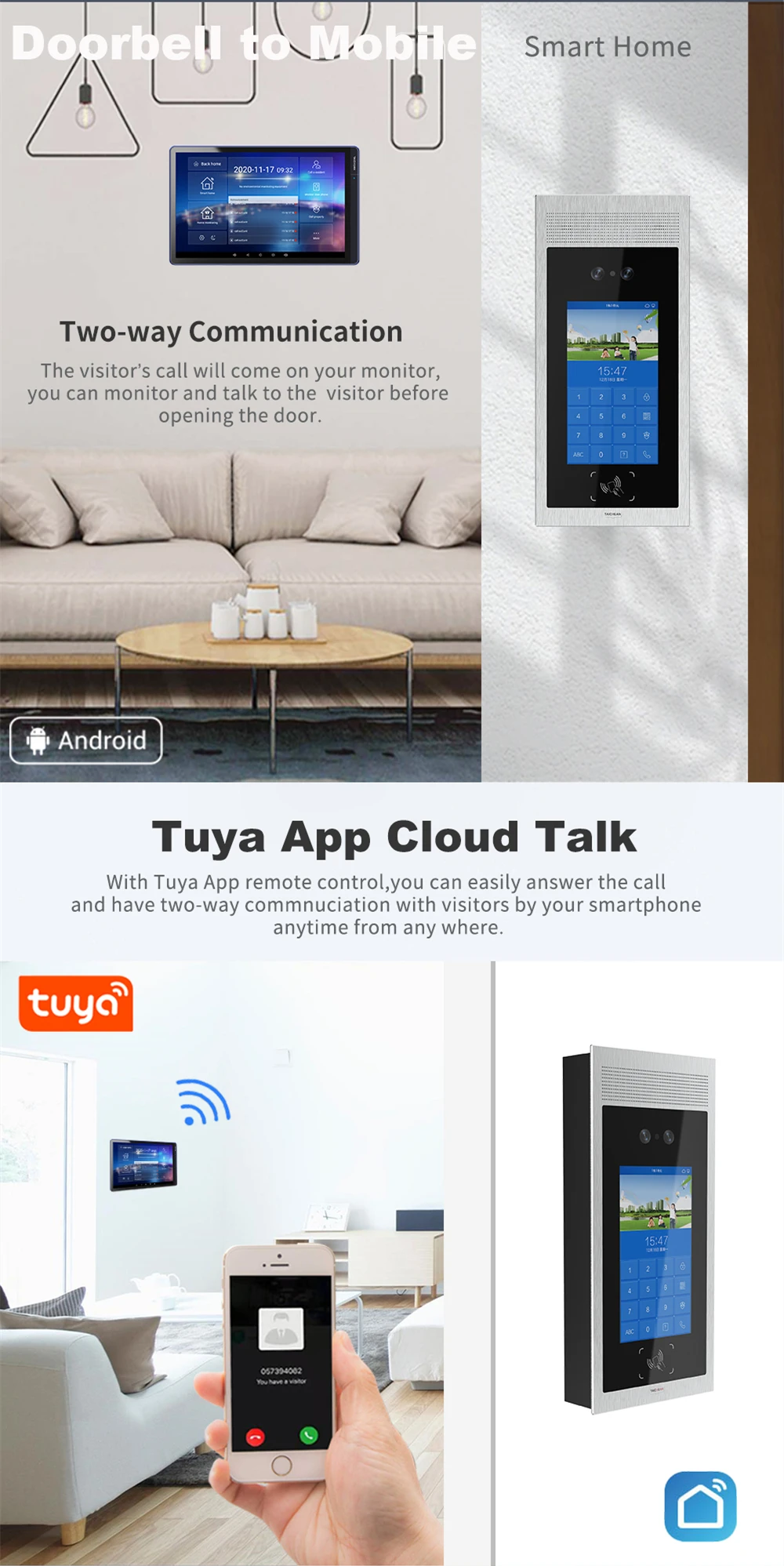 Apartment Intercom Ip Video Intercom High Resolution Dual Camera Wifi ...