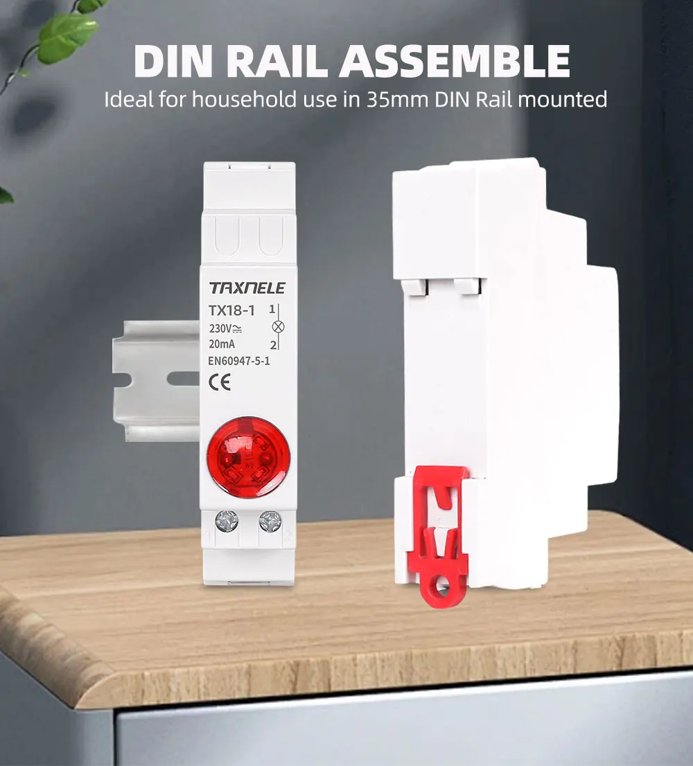 Din Rail LED Signal Lamp AC DC 220V 230V - IP65 Waterproof