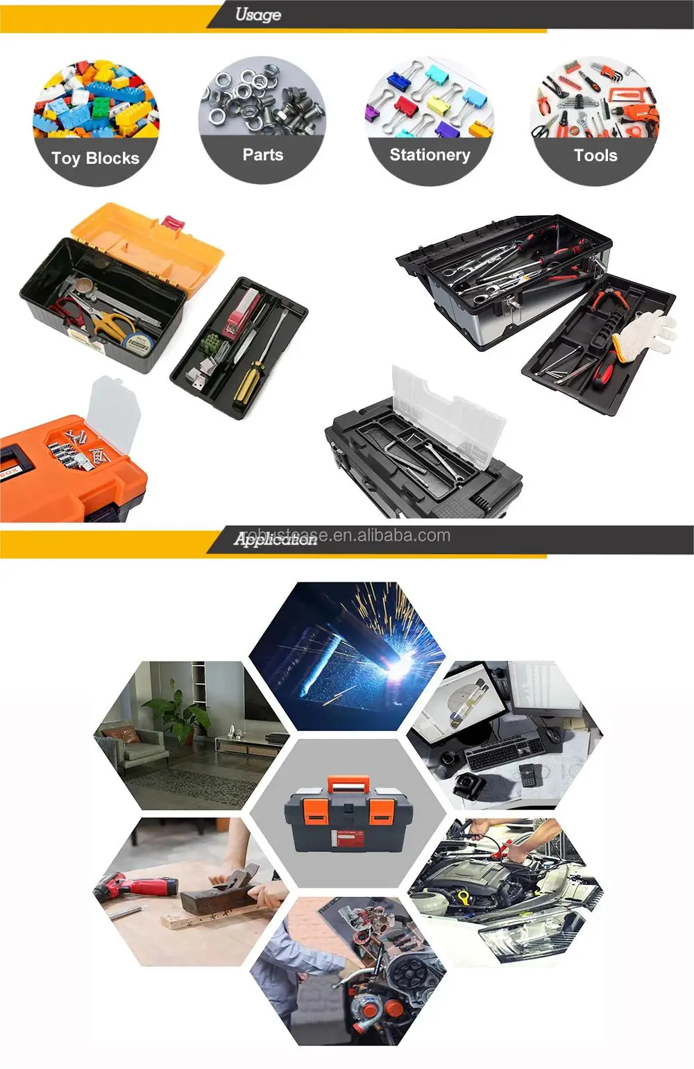 Portable Hardware Component Tool Box Plastic Case Durable Storage Box ...