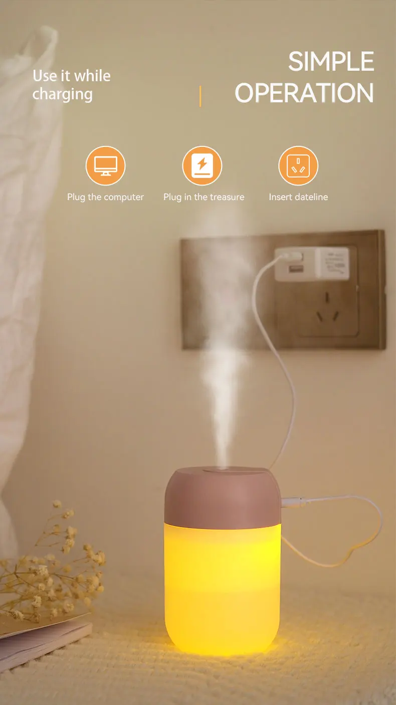 Portable Usb Charged Nano Small Ultrasonic Mist Humidifier 300ml Mini ...