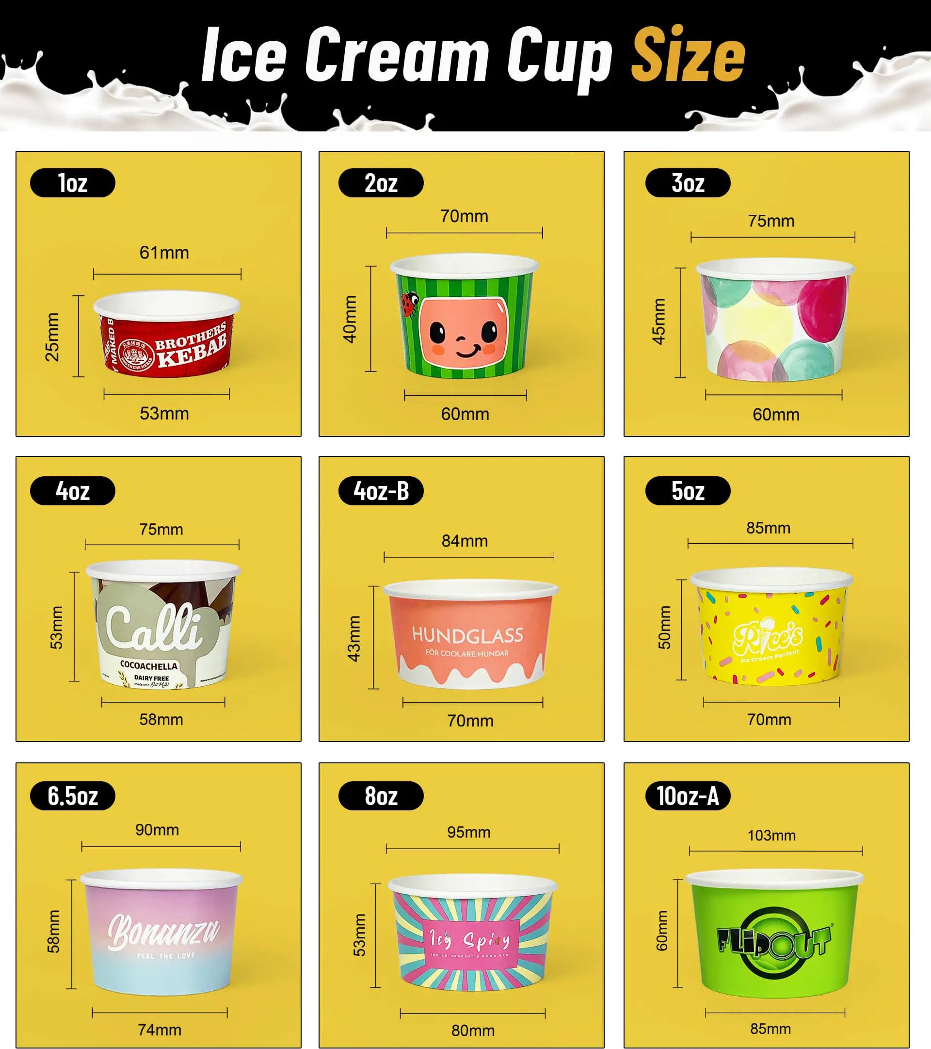 Takeaway 3oz Ice-cream-cups 120 Cc 32 Oz Pink Black Paper Carton Ice ...
