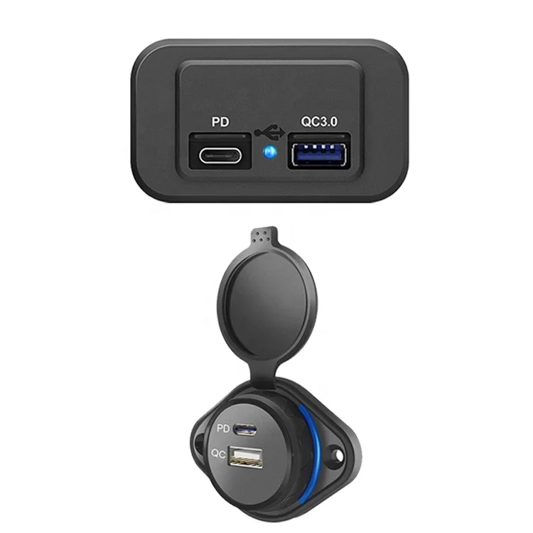 12v 24v Power Adapter Waterproof Dual Type C Pd 30 Usb Quick Charge Pd ...