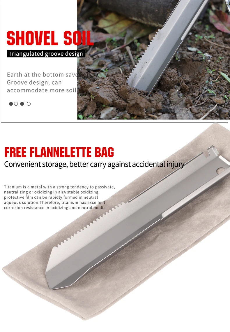 Titanium Trowel - Lightweight Garden Hand Shovel for Camping
