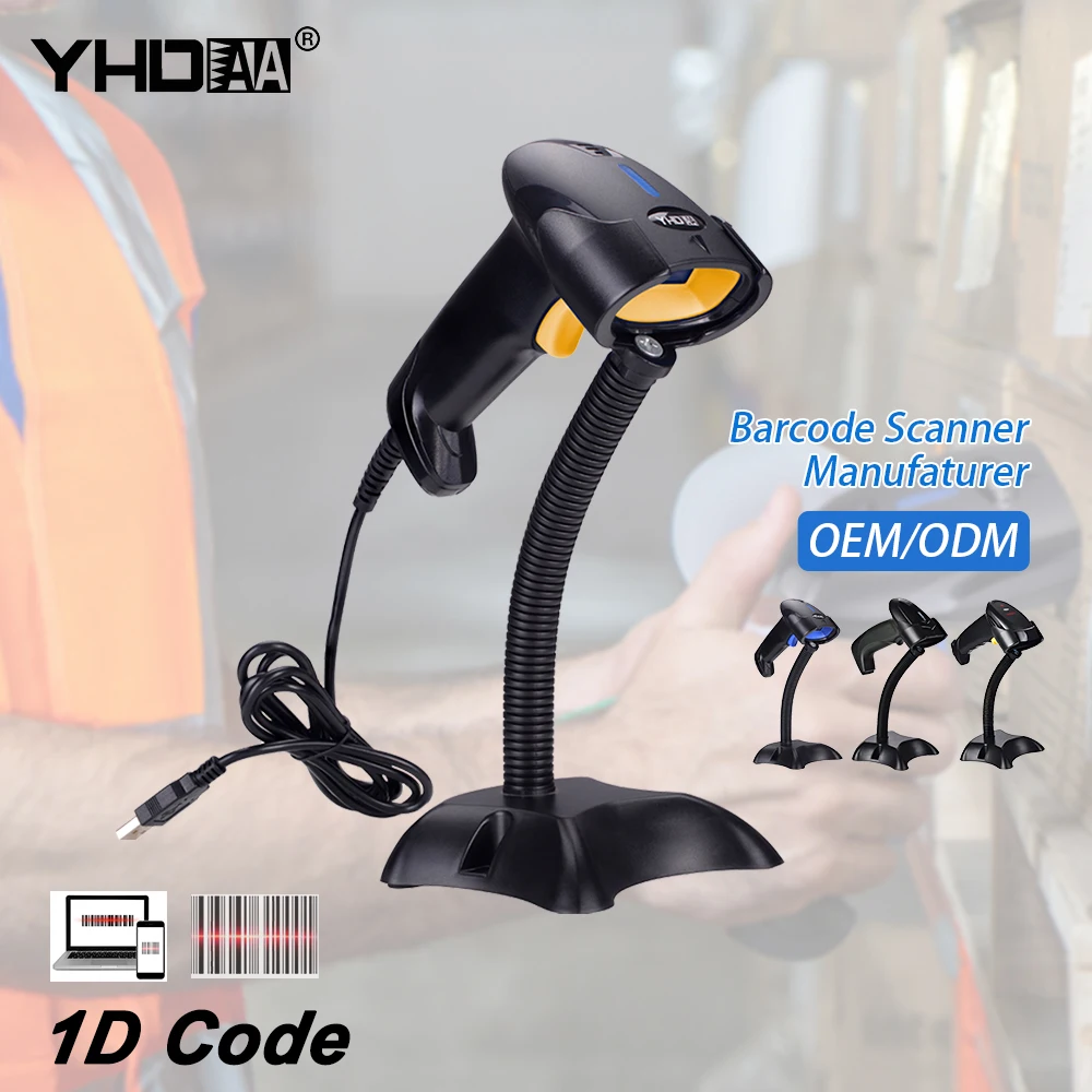 YHDAA Scan Handheld USB 1D Barcode Scanner with Stand Wired CCD Bar ...