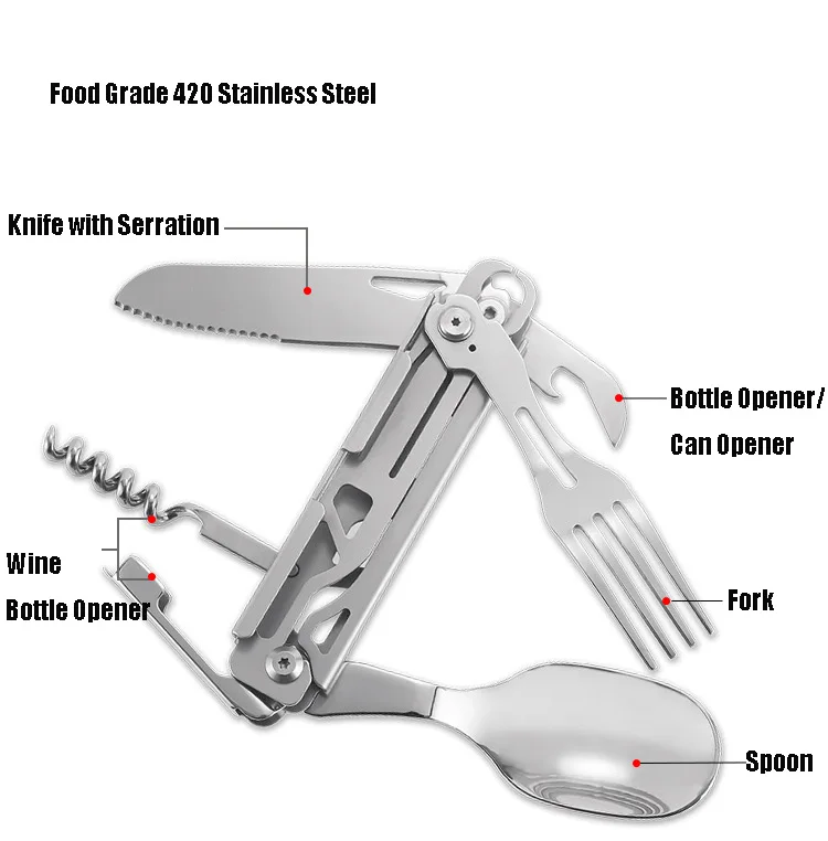 6 in 1 Detachable Cutlery Set - Sustainable Outdoor Solutions