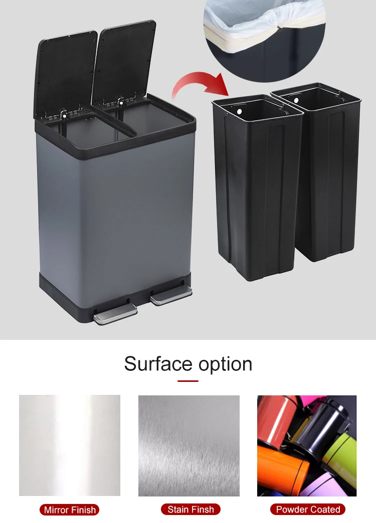 Recycle Stainless Steel Waste Bin Hospital Medical Trash Can With Two ...