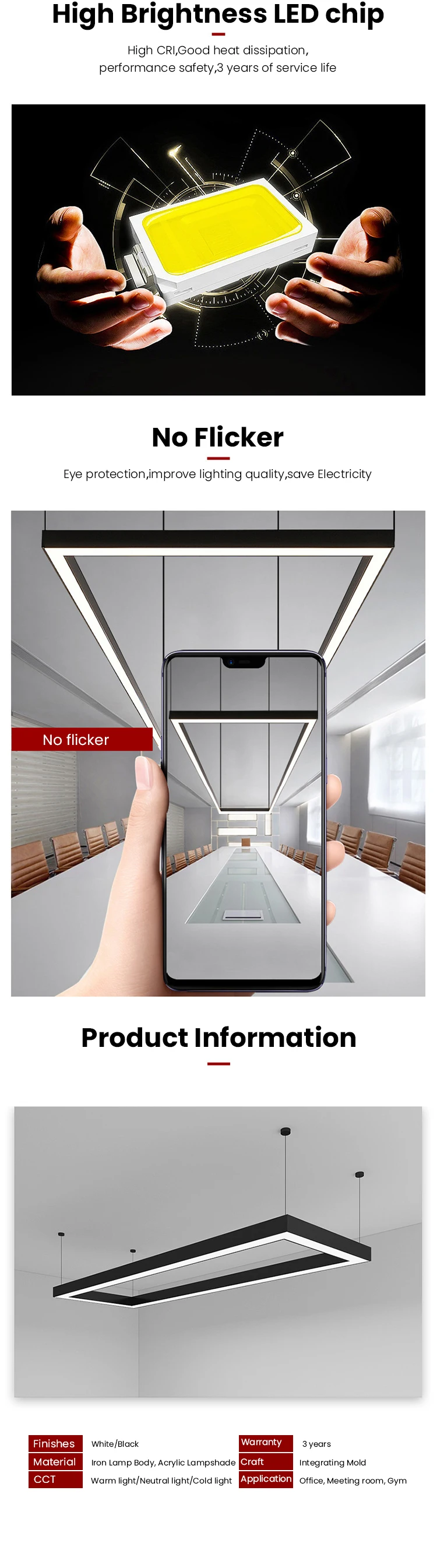 Customizable Seamless Splicing Led Linear Light Baffle Mount Super Gym ...