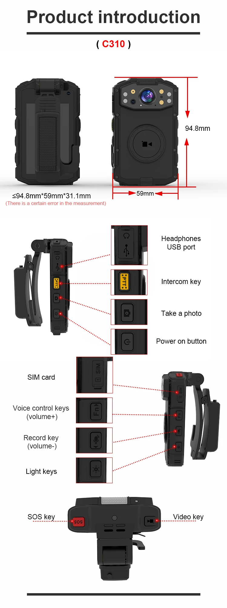 New Series Android Body Worn Camera 32mp Hd Status Indicator Ip68 Ir 4g ...