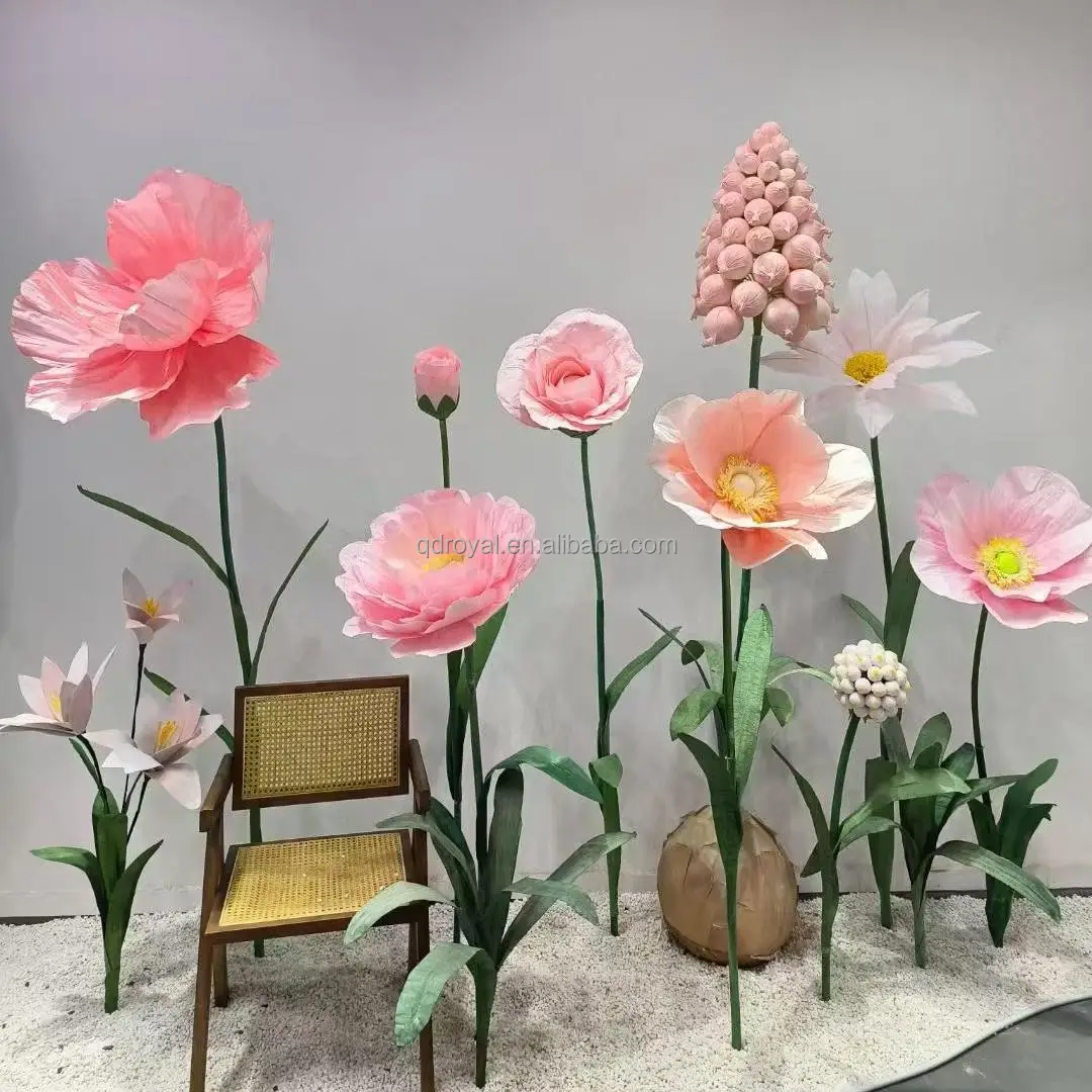 Artificial Giant Flowers Poppy & Peony Set for Wedding Decoration ...