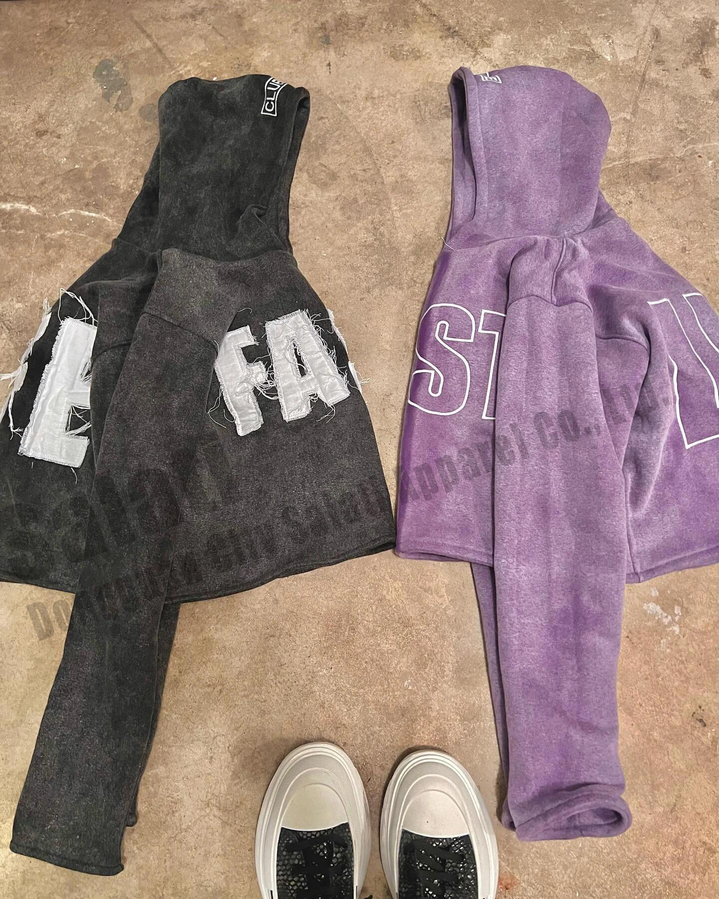 Pullover Sweatshirt Cotton French Terry Embroidery Patch Cropped Unisex ...