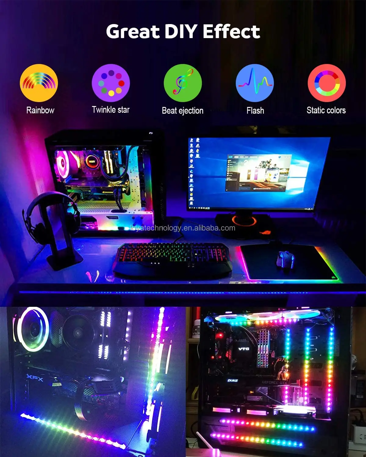 35 Cm Pc Addressable Rgb Strip Kit With Remote Controller 2 Pcs Set ...