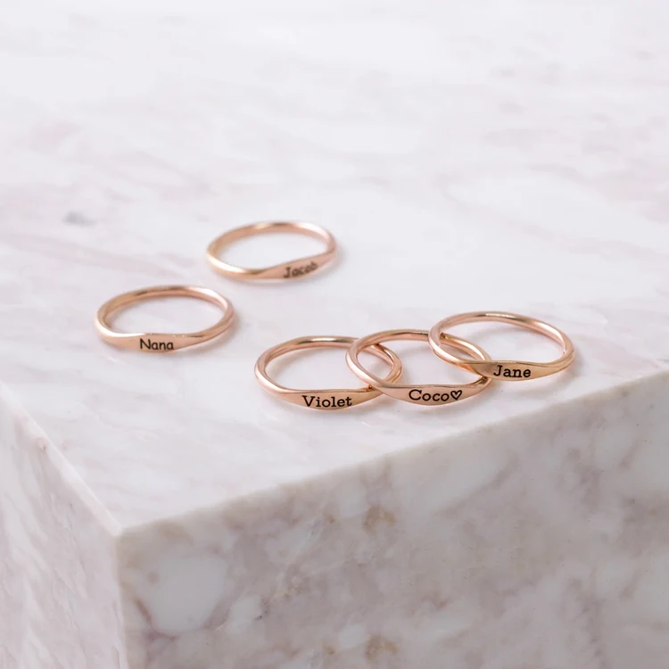 Stacking Skinny Name Ring Gold And Rose Gold Skinny Stackable Name Ring ...