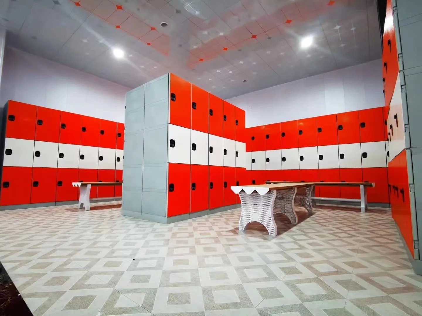 Durable ABS Plastic Lockers with Convenient Storage Bench for School ...