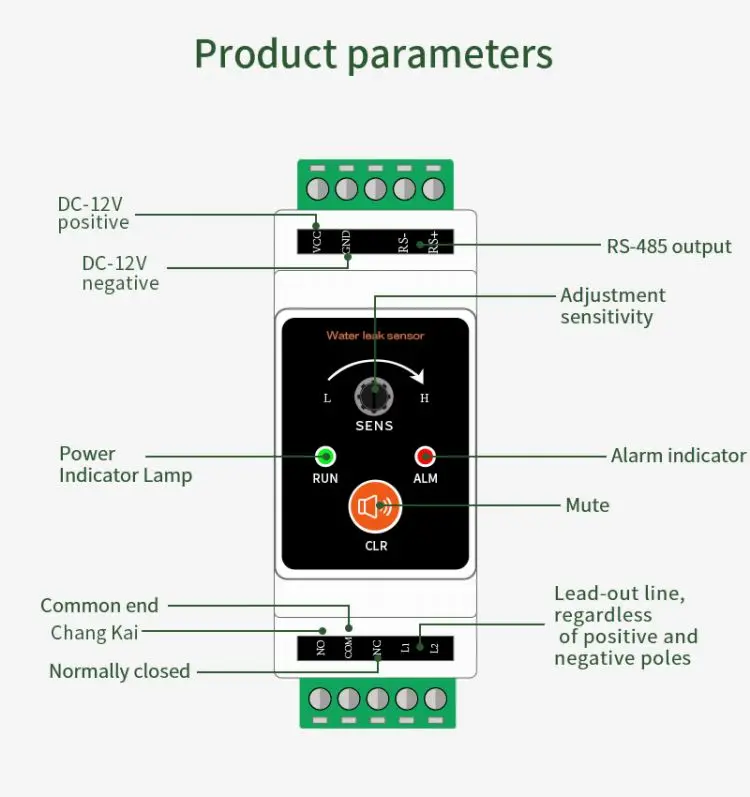 MODBUS RTU Water Leak Detection Device - Adjustable Sensitivity