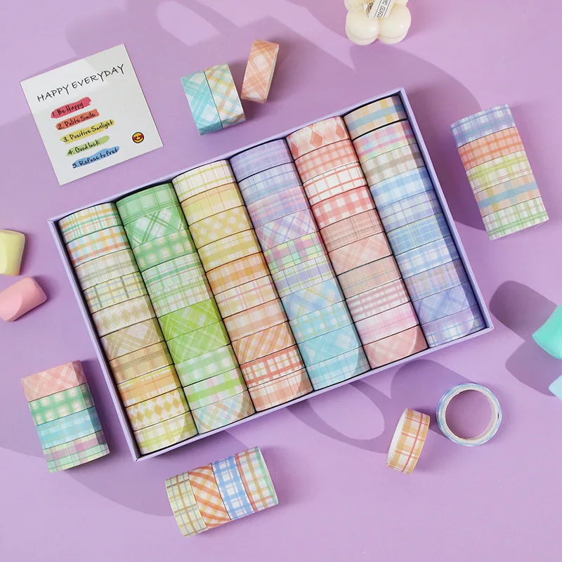 Fresh Grid Pattern Color Basic Manual Washi Tape Creative Diy And Paper Tape Set Decorative ...