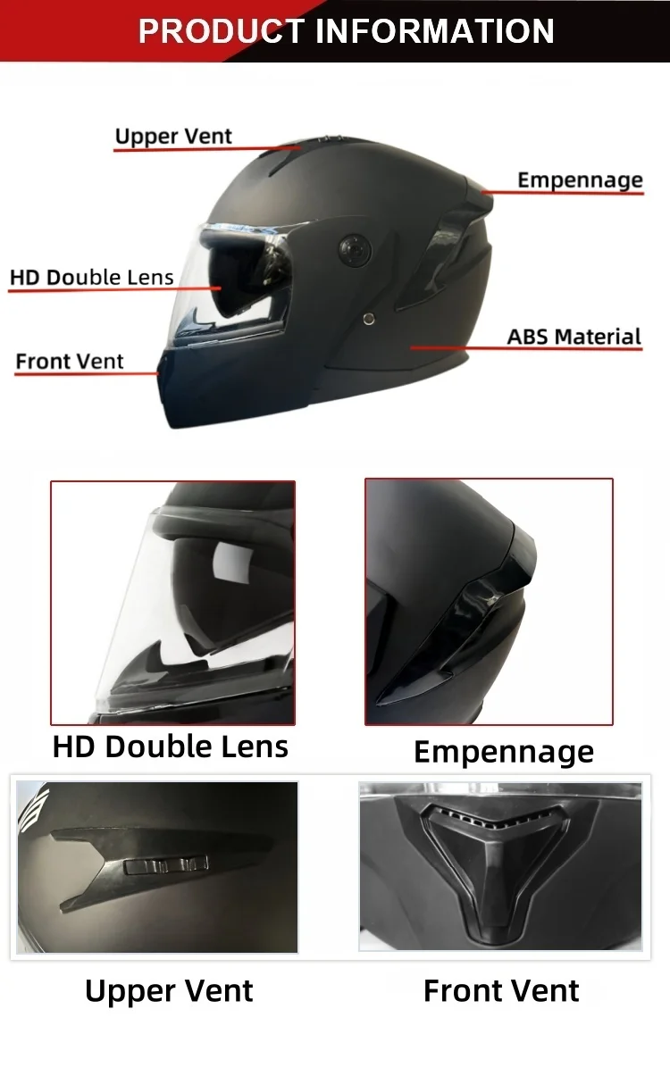 Factory Latest Unisex Motorcycle Double Lens Abs Modular Helmet ...