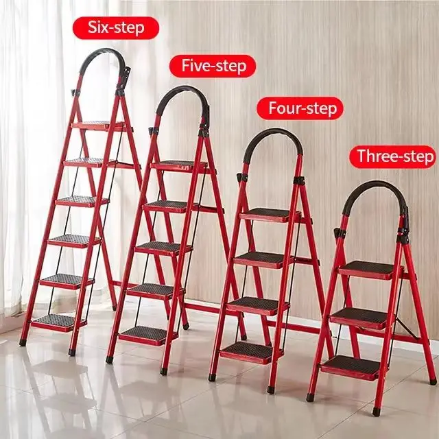 Three Steps Folding Ladder Household Steel Ladder Metal Folding Ladders ...