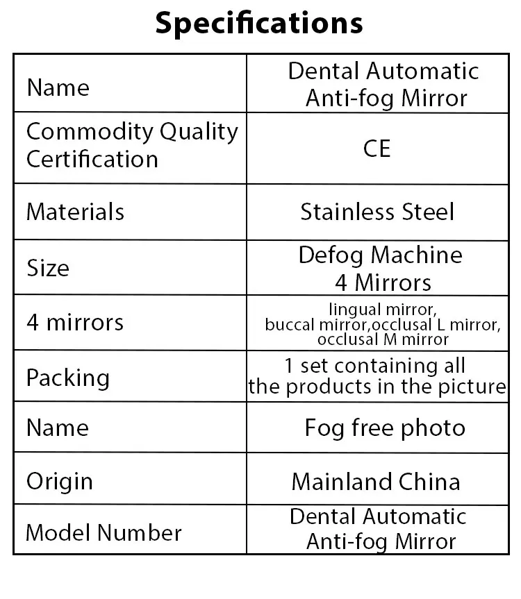 Dental Automatic Defogging Mirrors Oral Photography Orthodontic ...