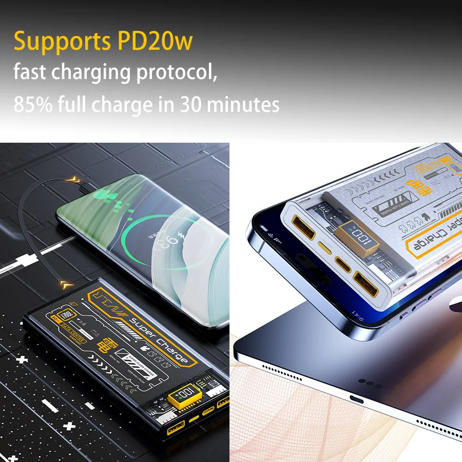 New 2024 Transparent Pd20w Fast Charging 10000mah Power Bank Portable ...
