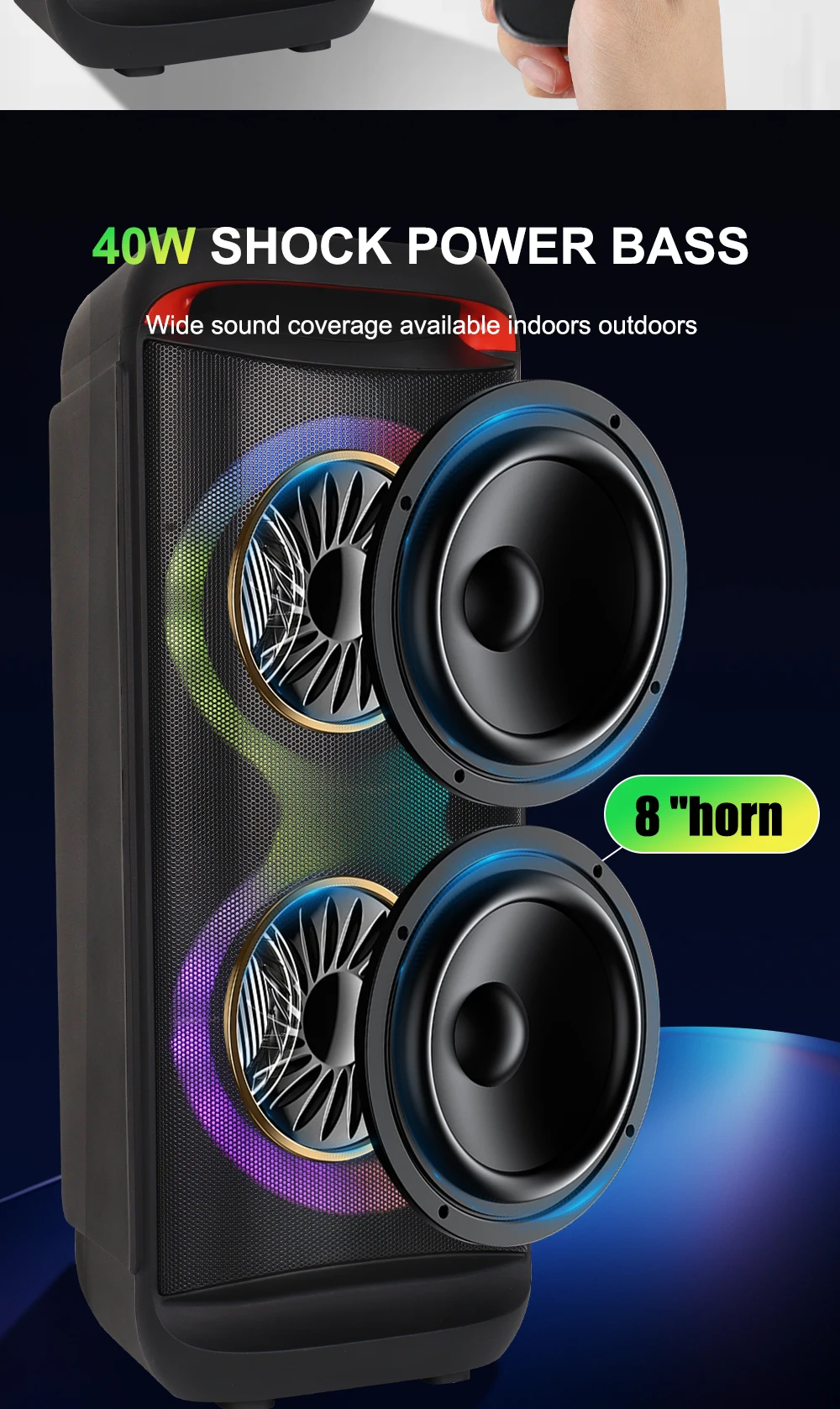 Professional Portable RGB Lamp Bluetooth Karaoke Speaker with ...