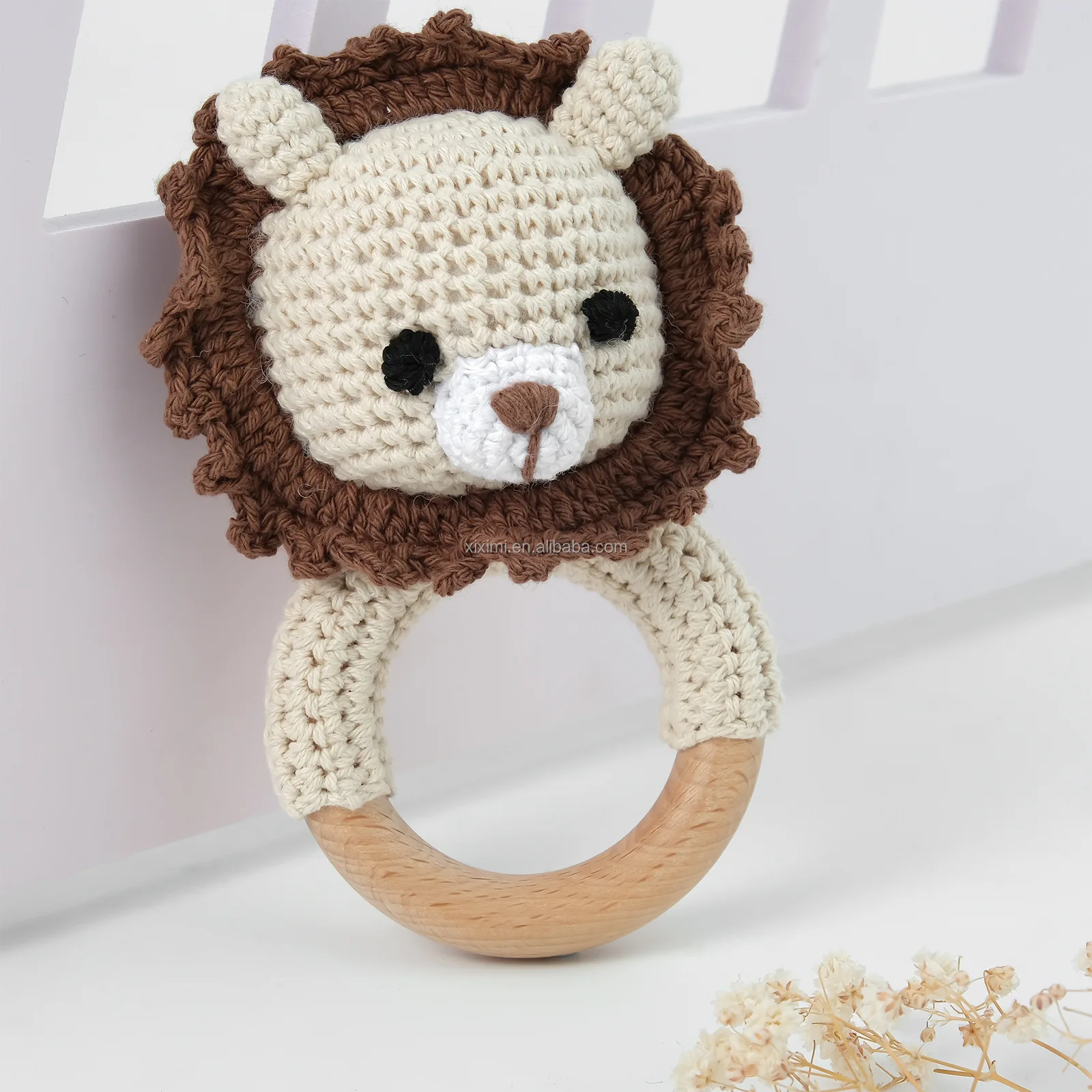 Custom 100% Handmade Beech Wood Baby Crochet Rattle Wooden Teething Toy ...