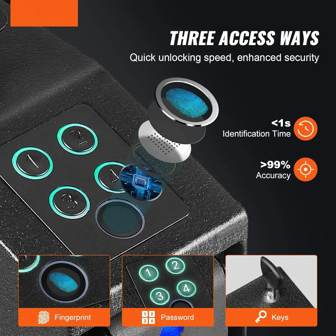 Mounted Biometric Gun Safe and Key Gun Safe, Gun Safe for Handgun,Quick ...