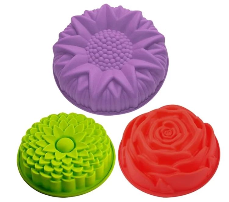 Three Designs BPA Free Silicone Pine Flower Cake Mold Food Standard Non ...