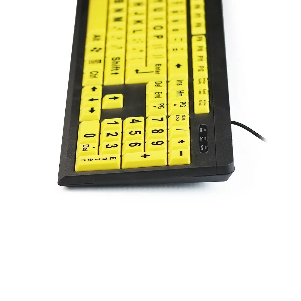 Large Print Low Vision Users High Contrast Wired Usb Keyboards 104 Keys ...