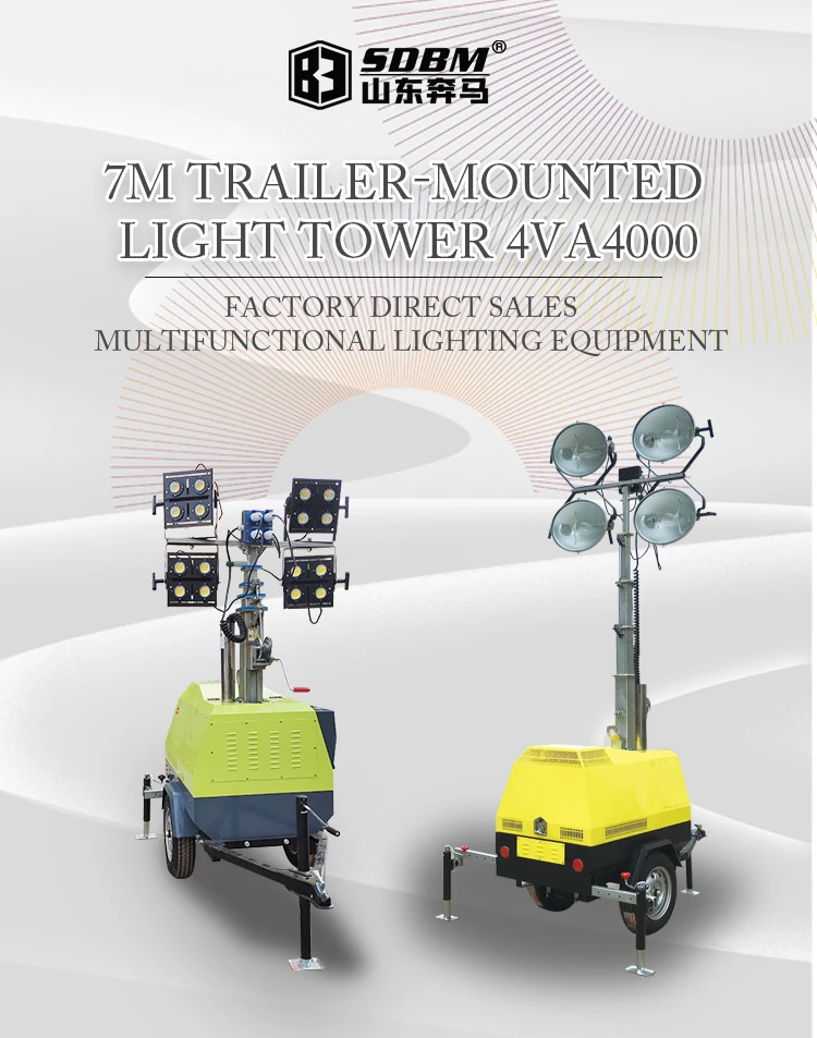 Factory Metal Halide Led Lighting Tower Mobile Light Tower 7m 9m Mast Lighting Tower - Buy ...