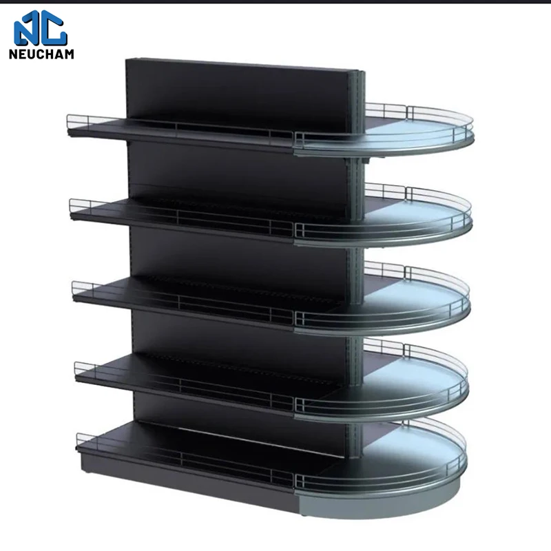 Double-sided round store shelving racks gondola shelves supermarket ...